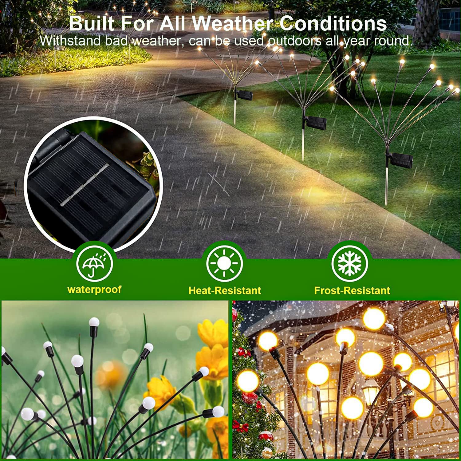 TYUWGMS Solar Lights Outdoor,Swaying Garden Firefly Lights, Solar Garden Lights, Waterproof Fairy Decor Outdoor Solar Lights,Ideal for Patio, Yard, Path Fence