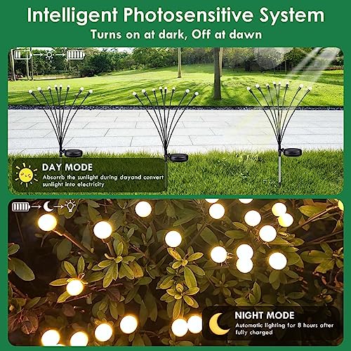 BOSSERN 2023 Solar Garden Lights, 6 Pack Solar Firefly Lights, Solar Christmas Lights Outdoor Waterproof, Solar Twinkle Swaying Fairy Light for Pathway Yard Garden Christmas Decoration (Warm White)