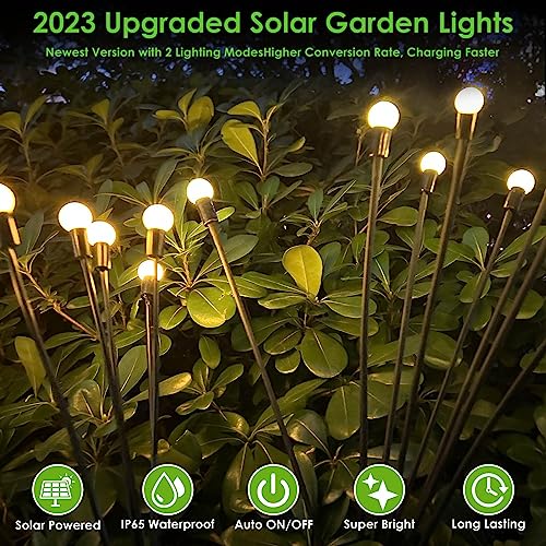 BOSSERN 2023 Solar Garden Lights, 6 Pack Solar Firefly Lights, Solar Christmas Lights Outdoor Waterproof, Solar Twinkle Swaying Fairy Light for Pathway Yard Garden Christmas Decoration (Warm White)