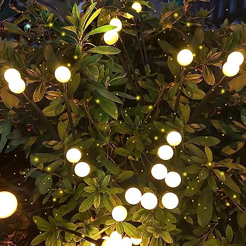 BOSSERN 2023 Solar Garden Lights, 6 Pack Solar Firefly Lights, Solar Christmas Lights Outdoor Waterproof, Solar Twinkle Swaying Fairy Light for Pathway Yard Garden Christmas Decoration (Warm White)