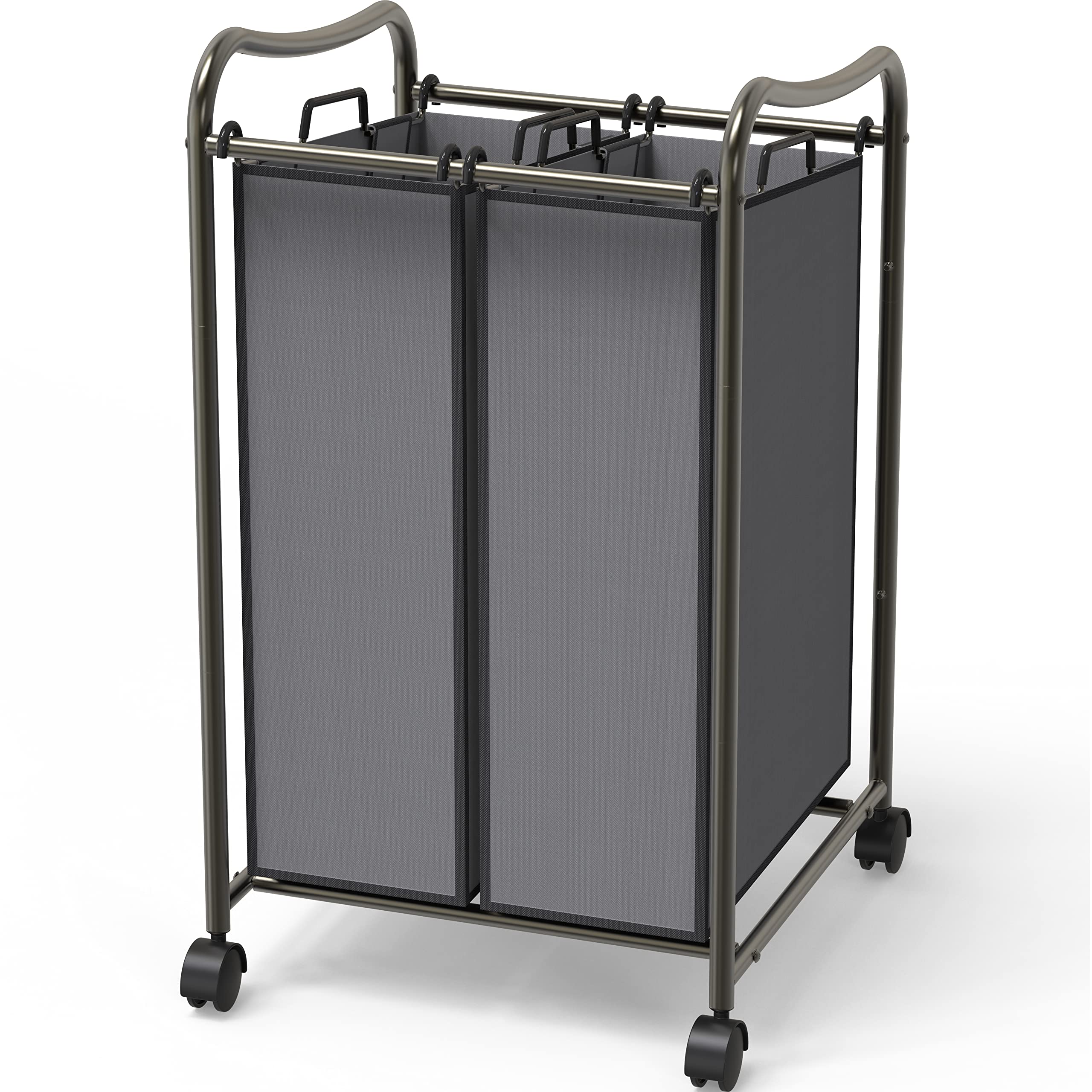 Simple Houseware 2 Bags Laundry Sorter, Dark Grey