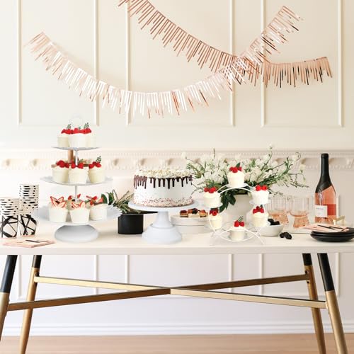 7Pc Cake Stand White Dessert Table Display Set Metal Round Tiered White Cupcake Stand Macaron Ferris Wheel Holder Cookies Serving Trays Fruit Plates for Tea Party Wedding Birthday Baby Shower (White)
