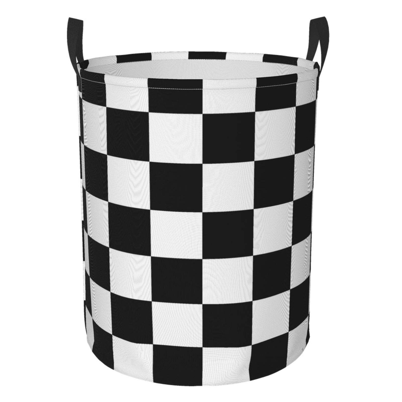 Foruidea Black and White Checkerboard Pattern Laundry Basket,Laundry Hamper,Collapsible Storage Bin, Oxford Fabric Clothes Baskets,Nursery Hamper For Home,Office,Dorm,Gift Basket