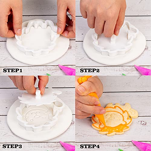 Flycalf Animal Cookie Cutter Giraffe with Plunger Stamps Jungle Cake Decoration for DIY Biscuit Cutter Baking PLA Cutter Molds for Party 3" Kitchen Supplies