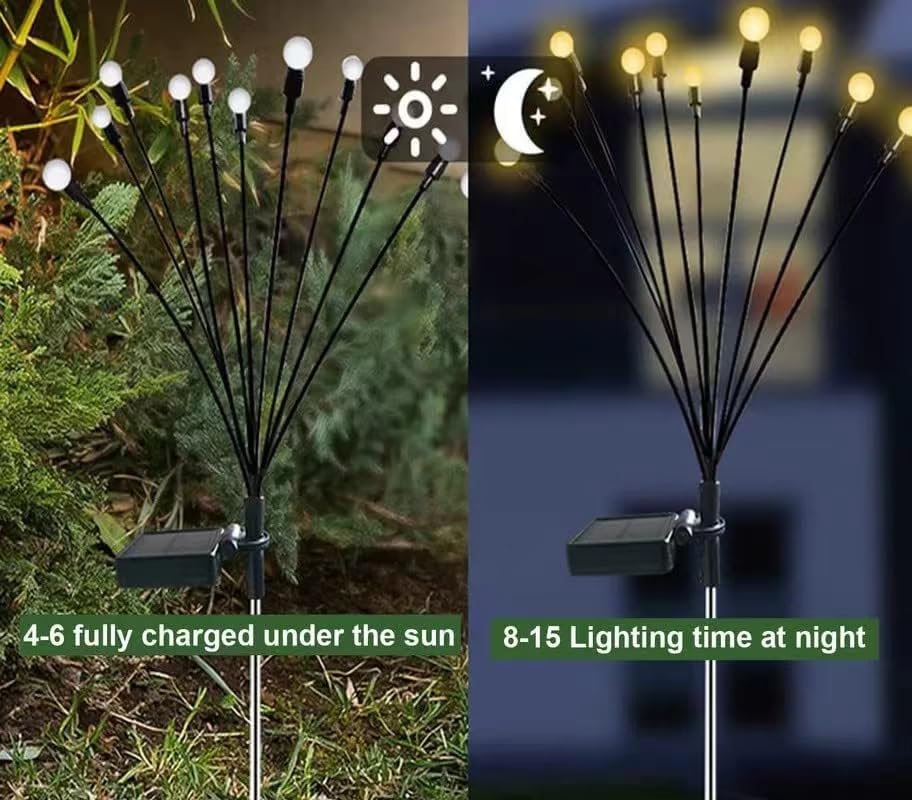 YUMMIS Upgraded Solar Swaying Light, Sway by Wind, Solar Outdoor Lights, Yard Patio Pathway Decoration, High Flexibility Iron Wire & Heavy Bulb Base, Warm White(2 Pack)