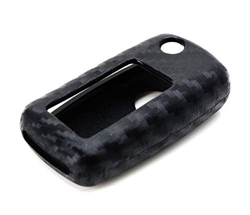 iJDMTOY Carbon Fiber Pattern Soft Silicone Key Fob Cover Case Compatible with Volkswagen Golf GTI R32 Jetta Rabbit Passat Beetle Polo Bora CC EOS Flip Key