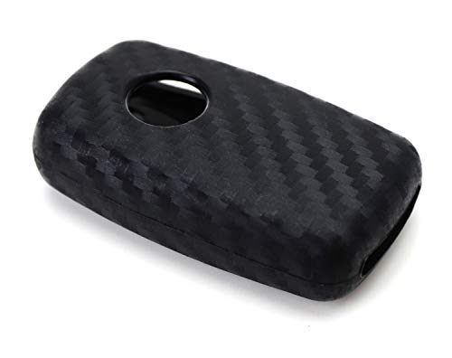 iJDMTOY Carbon Fiber Pattern Soft Silicone Key Fob Cover Case Compatible with Volkswagen Golf GTI R32 Jetta Rabbit Passat Beetle Polo Bora CC EOS Flip Key