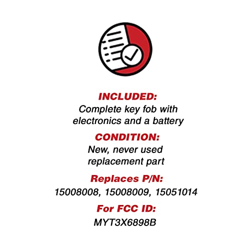 KeylessOption Keyless Entry Remote Car Key Fob and Key Replacement for 15008008, 15008009