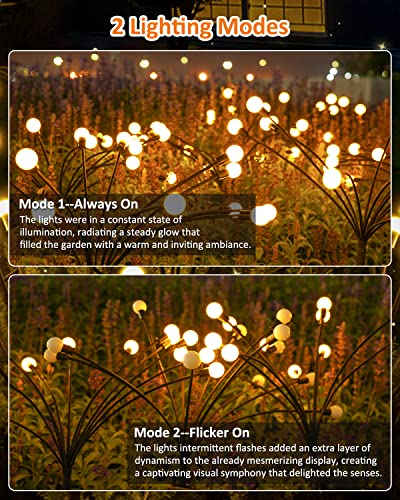 Solar Powered Firefly Garden Lights, 8 Pack 12 LED New Upgraded Swaying Solar Garden Lights with 2 Lighting Mode, Solar Firefly Lights Outdoor Waterproof for Yard Patio Pathway Decoration,Warm White