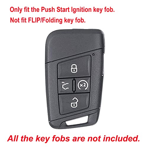 LemSa 2Pcs 4 Buttons Rubber Smart Key Fob Cover Case Shell Remote Keyless Protector Bag Holder for 2021 2020 2019 VW Volkswagen Tiguan Atlas Jetta Passat Golf Alltrack Push Start, Red Blue Buttons