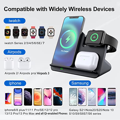Magnetic Wireless Charging Station, 3 in 1 Wireless Charger Stand for iPhone 13/13 Pro Max/12/12 Pro Max, Charging Stand for AppIe Watch Series 7/6/SE/5/4/3/2, AirPods Pro1/2/3