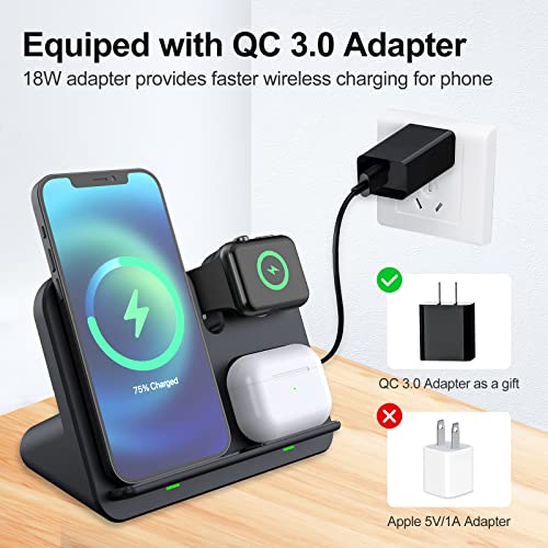 Magnetic Wireless Charging Station, 3 in 1 Wireless Charger Stand for iPhone 13/13 Pro Max/12/12 Pro Max, Charging Stand for AppIe Watch Series 7/6/SE/5/4/3/2, AirPods Pro1/2/3