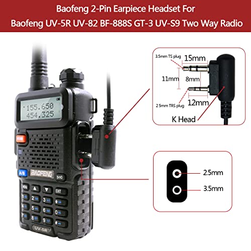 Ham Radio Handheld Baofeng UV-5R Radio UHF VHF Dual Band Two Way Radio Long Range Handheld Walkie Talkies with Extra Li-ion Battery Programming Cable AR771 Antenna Headsets Full Kits-2Pack