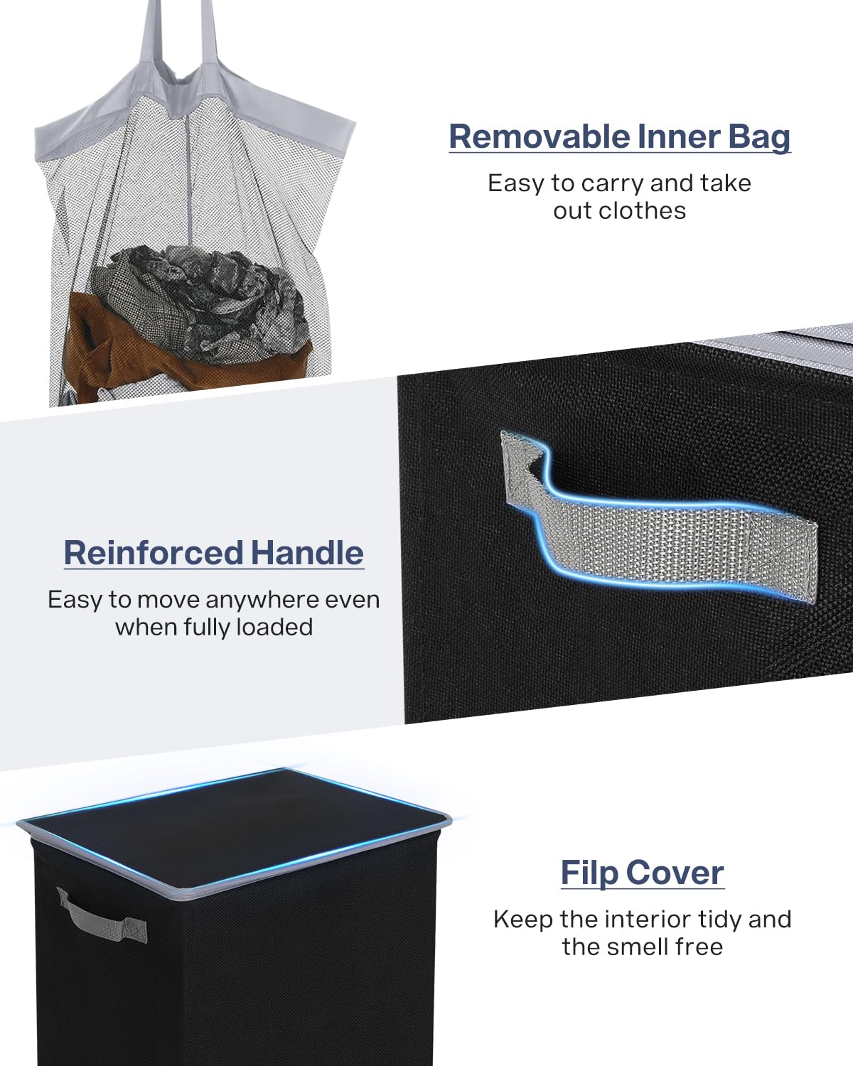 SOLEDI Laundry Basket with Wheels, Laundry Hamper with Lid 90L(23.8 gal), Clothes Hamper with Bag Removable - Rolling Laundry Basket, Move Smoothly- Suitable for Apartment, Bathroom, Bedroom, Dorm