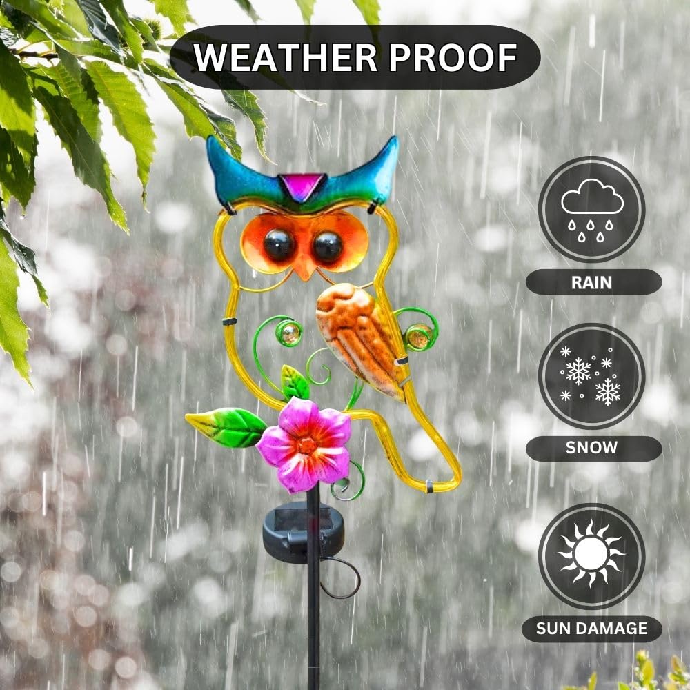 Siegaoo Owl Decorative Solar Light Garden Decor Landscape Path Lights for Outside Yard Patio 41.5" Waterproof Pathway Lawn Art Outdoor Figurine Light Solar Powered Garden Stakes Birthday Present Gift