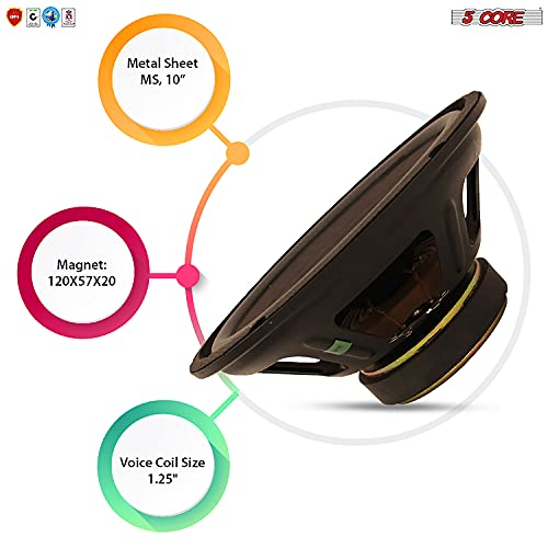5Core 10" inch Subwoofer Replacement DJ Speaker Car Sub Woofer 1000W PMPO Dual 8 Ohm WF 10120