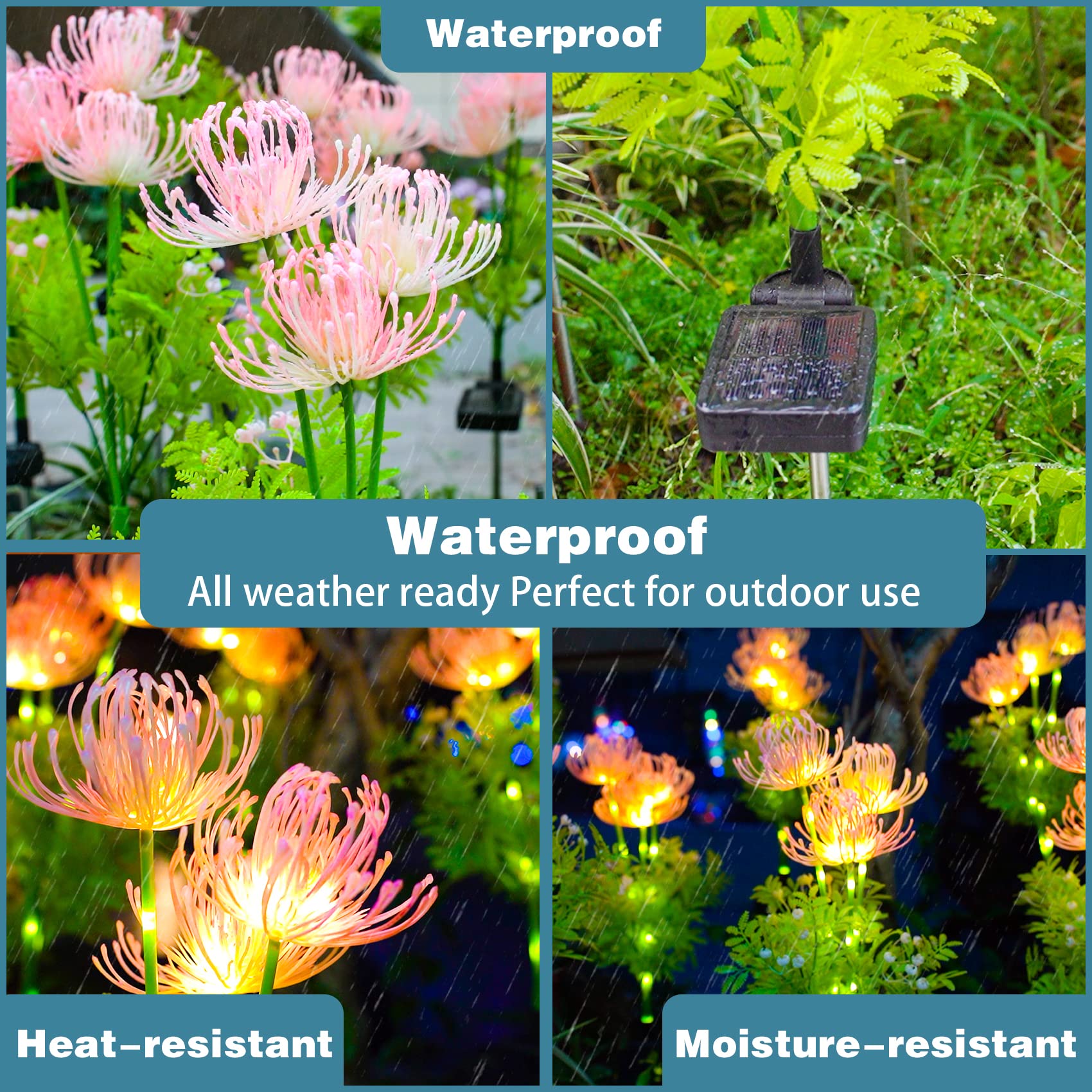 DooYard Solar Garden Lights, Solar Flowers Lights with Glowing Flowers & Stems, Upgraded Solar Panel, Solar Lights Outdoor for Garden Decoration,Yard Decor and Gift for Mother (2 Pack)