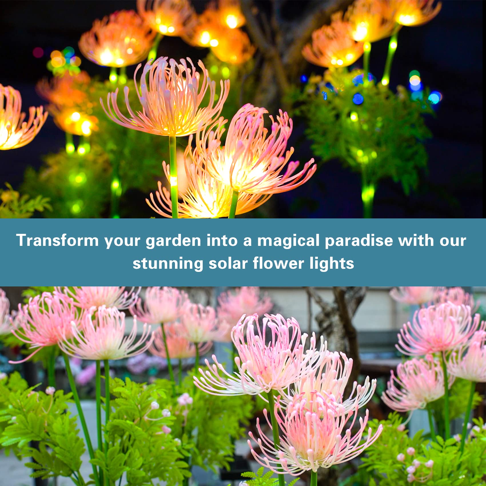 DooYard Solar Garden Lights, Solar Flowers Lights with Glowing Flowers & Stems, Upgraded Solar Panel, Solar Lights Outdoor for Garden Decoration,Yard Decor and Gift for Mother (2 Pack)