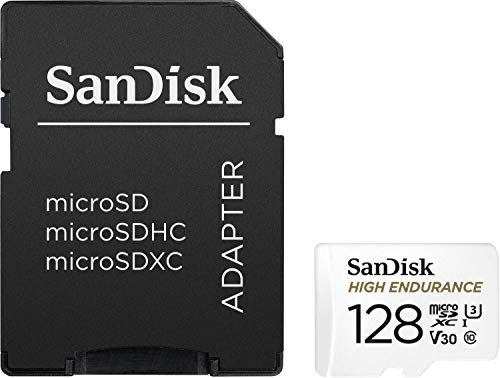 Garmin 010-12530-03 Parking Mode Cable, 6.60" x 2.70" x 2.00", Black & SanDisk 128GB High Endurance Video MicroSDXC Card with Adapter for Dash Cam and Home Monitoring Systems