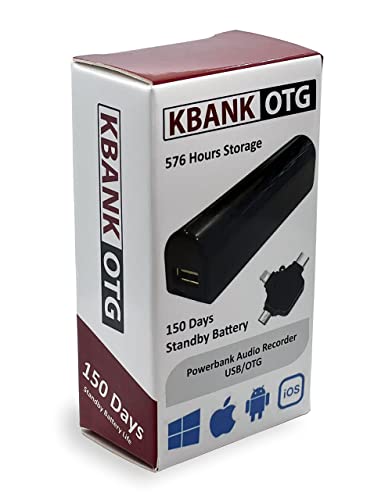 KBANK-OTG Voice Activated Digital Audio Recorder 576 Hours of Recording - Play Back on Computers, Phones, & Tablets