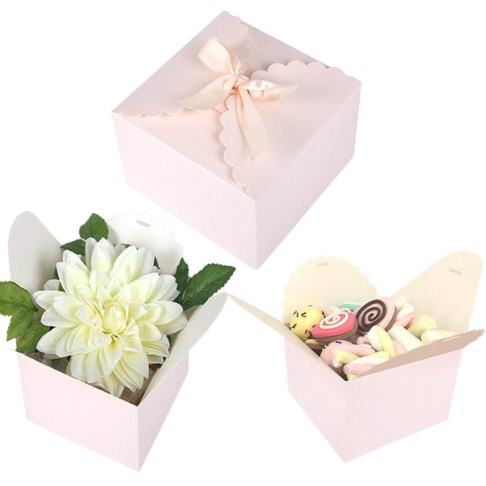 Chilly Gift Boxes, Set of 12 Decorative Treats Boxes, Cake, Cookies, Goodies, Handmade Baby Bath Bombs Shower, Small Gift Boxes for Christmas, Birthdays, Party, Weddings (Pink)
