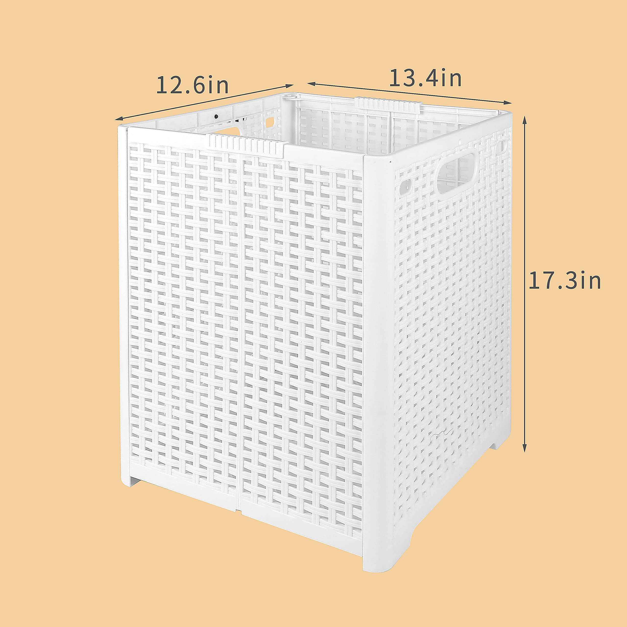 Laundry Basket, Hampers for Laundry, Folding Laundry Baskets Organizer Dirty Clothes Hamper Plastic Foldable Laundry Bin Corner Clothing Hamper, Towel Hamper for Wet Towels 48L (White, 1pc)