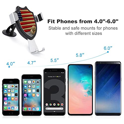 Baseball Bat American Flag Car Phone Mount Holder for Car Dashboard Windshield Air Vent Phone Stand Compatible with Most Cell Phones