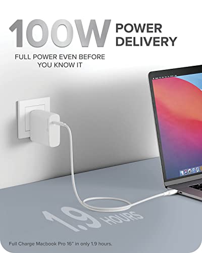 ALOGIC 100W MacBook Pro Charger USB C Charger with GaN Fast Tech, PD 3.0 Laptop Charger for MacBook Pro 16/13, Air, M1 Mac, XPS 15/13, iPad Pro, iPhone 13/13 Pro/Max/13 Mini Galaxy, Pixel & More