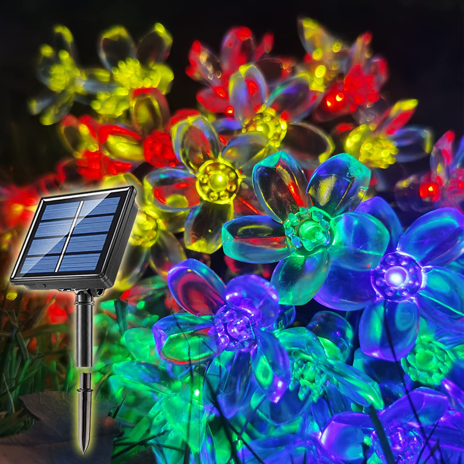 Solar String Flower Lights Waterproof IP65 for Outdoor Decor Party Garden Yard Home Wedding Christmas Halloween Holiday Tree Decoration Lighting