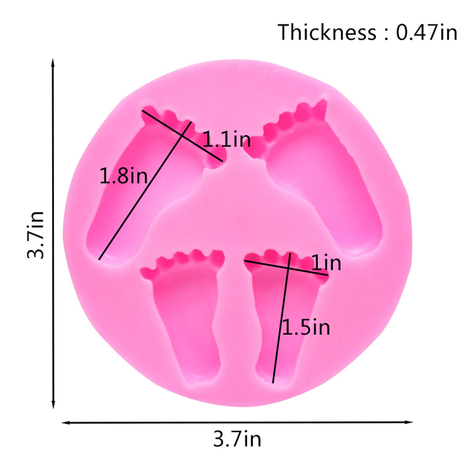 Baby Footprint Silicone Molds for Baby Shower Cake Topper Decoration, 4 Cavities Fondant Mold for DIY Baking Cookie, Chocolate, Cupcake and Polymer Clay