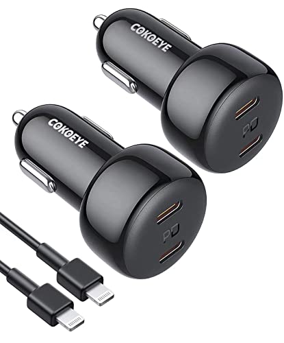 [Apple MFi Certified] USB C Car Charger, for iPhone Fast Car Charger PD 40W Dual Ports 2Pack Car Phone Charger with Lightning Cable Compatible with iPhone 14/13/12/11/Pro/MAX/XS/iPad Pro/Samsung