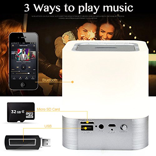 Bluetooth Speaker Night Light,12/24H Alarm Clock, 5 in 1 Touch Sensor Beside Lamp, Dimmable & Multi-Color Changing,SD TF Card MPF Music Player,Gift ideas for 10 11 12 13 14 Year Old Teenage Girls/Boys