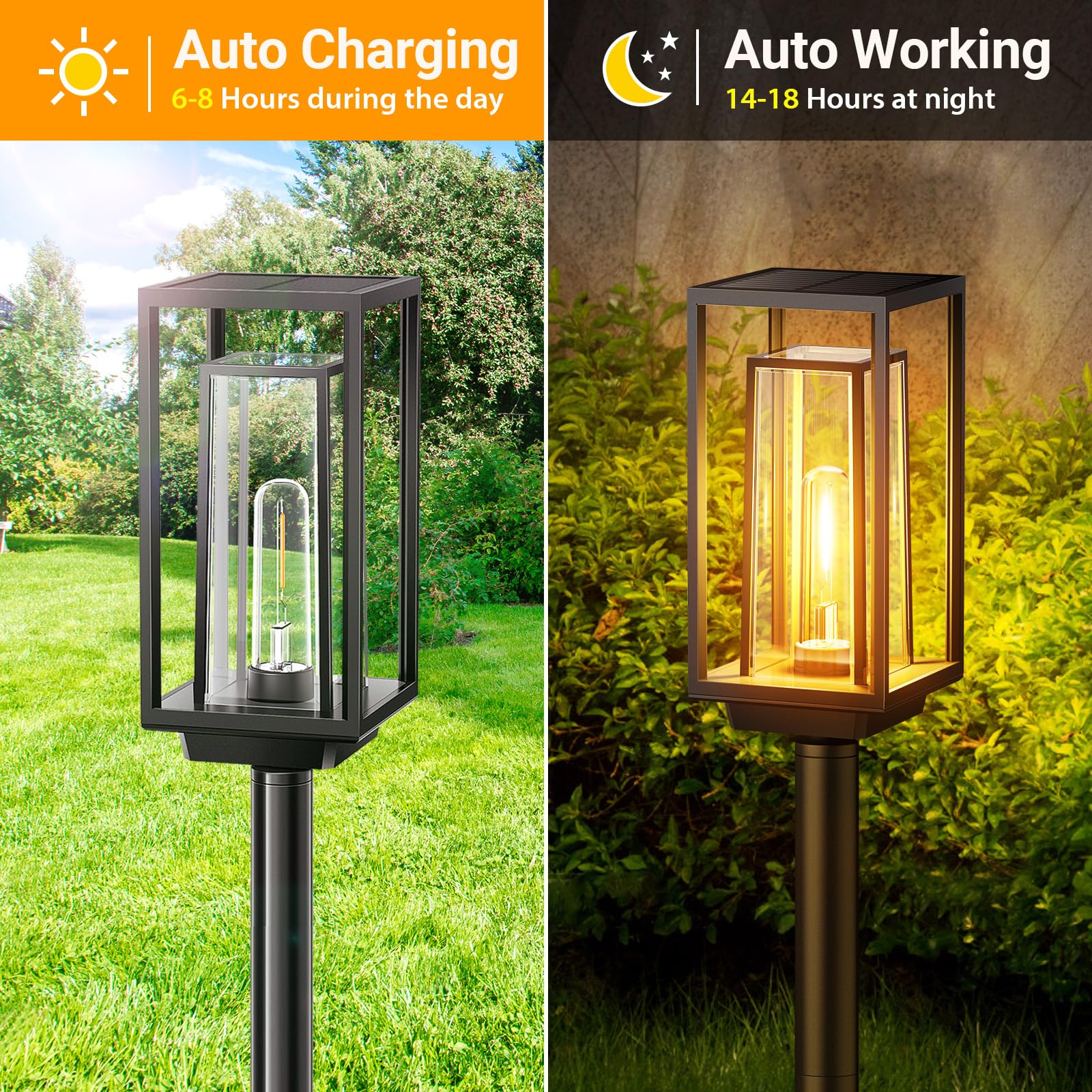 WdtPro Solar Pathway Lights Outdoor, 2X Bigger & Brighter Solar Lights Outdoor Waterproof, Over 12 Hours Double-Layer Solar Garden Lights, Auto On/Off Solar Lights for Outside Yard Walkway Driveway