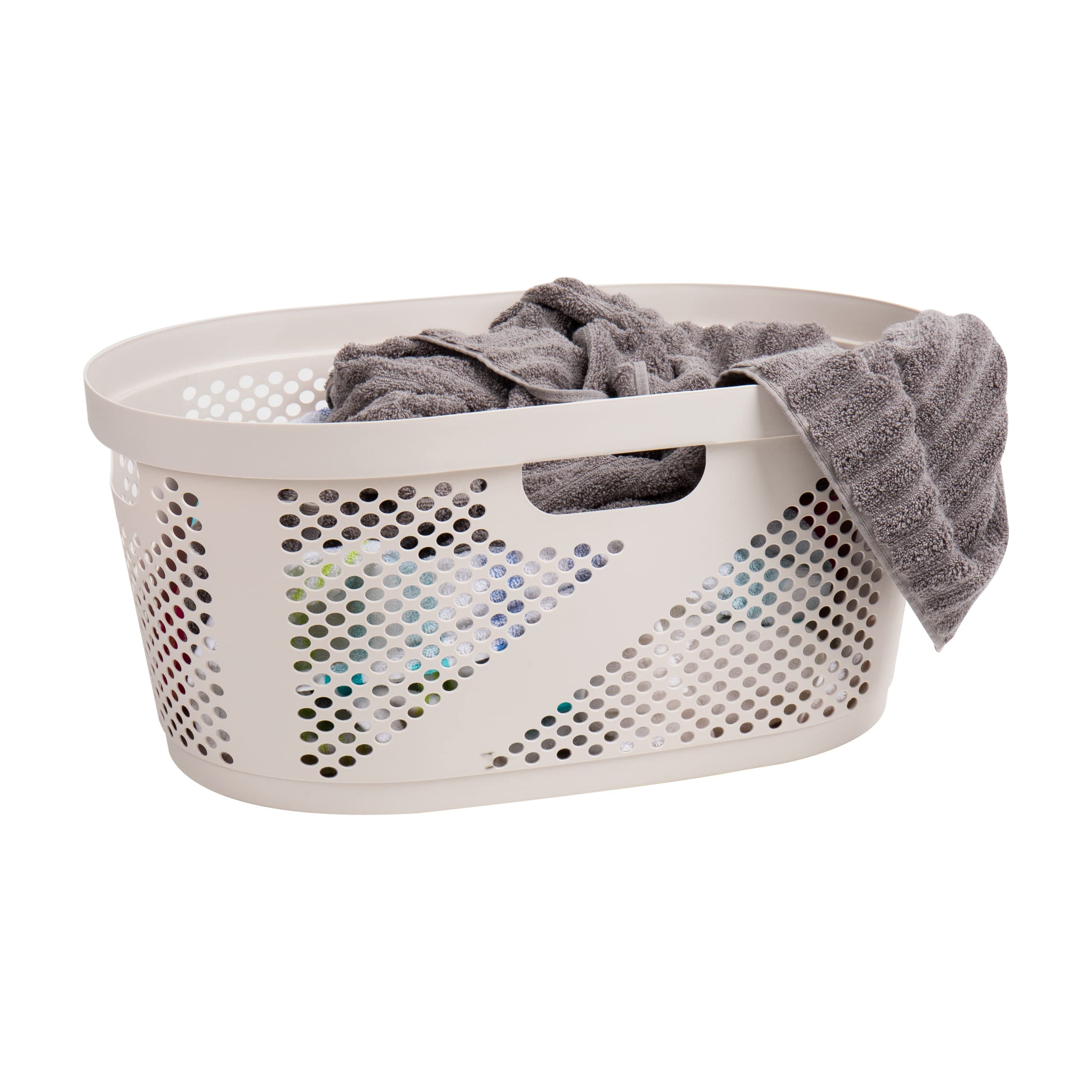 Mind Reader 40L Laundry Basket, Clothes Hamper, Ventilated, Plastic, 23"L x 14.5"W x 10.5"H, Set of 2, Ivory