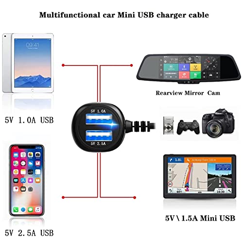 Dash Cam Charger Cable ,Garmin Charging Cable,Garmin Power Cable, for Garmin Dash Cam, Garmin GPS, MP3 Player,Garmin GPS Navigator, for 12V-24V Car and Truck Car Power Adapter Cable