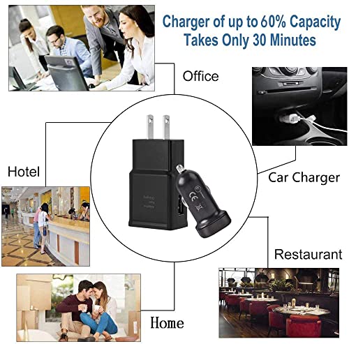 Samsung Adaptive Fast Charger Kit for Samsung Galaxy S10/ S10e/ S9/S8/S8 Plus/Note 8/9,LaoFas USB 2.0 Recharger Kit (Wall Charger + Car Charger + 2 x Type C USB Cables) Quick Charger-Black