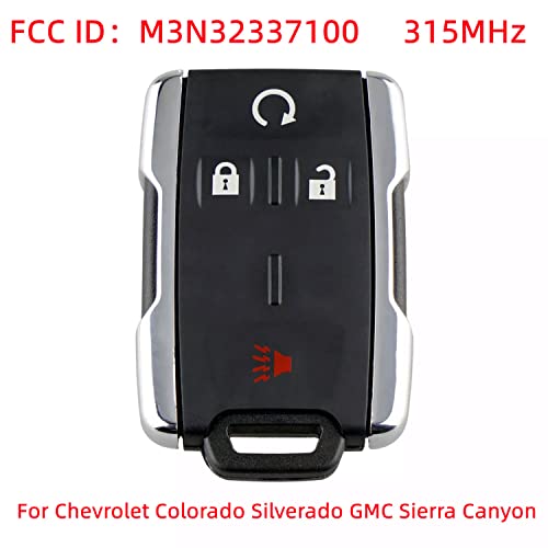 Key Fob Replacement fits for Chevrolet Colorado Chevy Silverado 1500 2500 3500 2014 2015 2016 2017 2018 2019 2020 4 Buttons Keyless Entry Remote fits for GMC Sierra Canyon M3N32337100 315MHz