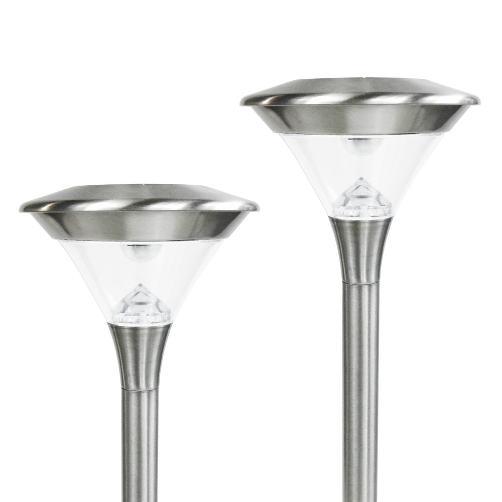 iGlow 6 Pack Outdoor Garden Stainless Steel Solar Landscape Lights Warm White 3 LED Path Lamp Lawn Yard Patio Driveway