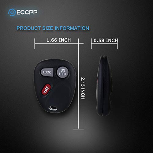 ECCPP Replacement Keyless Entry Remote Key Fob fit for Chevy S10 Chevy Silverado 1500 2500 Chevy Tahoe GMC Sierra 1500 KOBLEAR1XT (2x KOBLEAR1XT 15042968 K0BLEAR1XT)