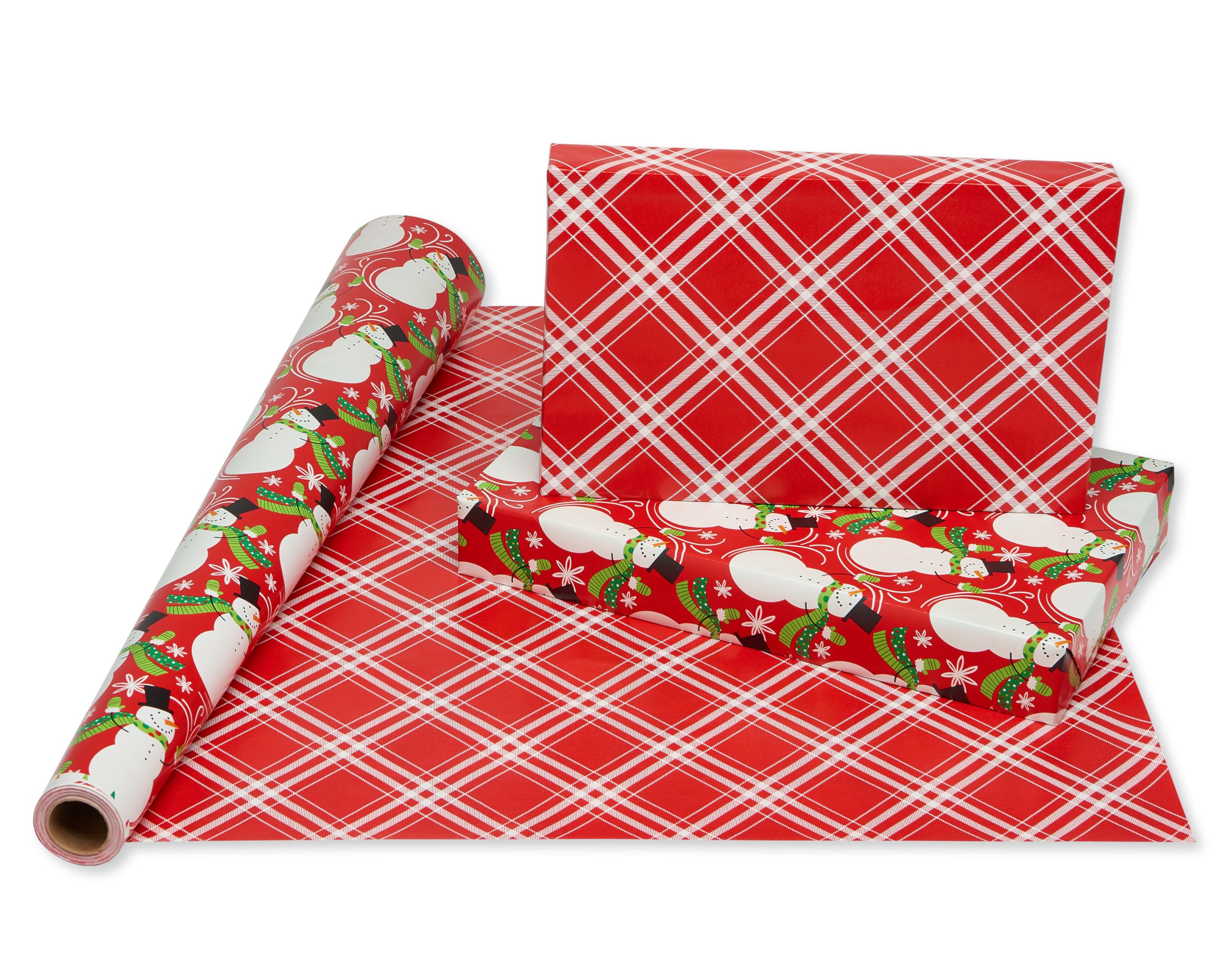 American Greetings Christmas Reversible Wrapping Paper Jumbo Roll, Snowflakes (1 Roll, 175 sq. ft.)