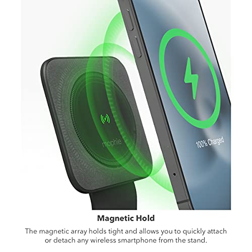mophie - 15W Wireless Charging Stand Compatible with snap and MagSafe for Smartphones, iPhone, Google Pixel, Samsung Galaxy, Qi-Enabled Devices