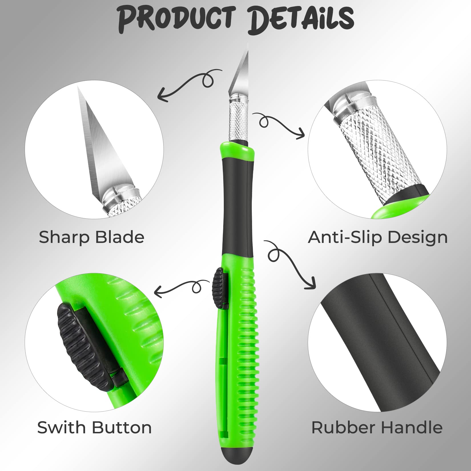 TIFICAL Exacto Knife Retractable, 1 Pack Small Precision Knife with 10 Pcs Blades 11, Lightweight Hobby Knife, Craft Knife for Paper Art, Vinyl Weeding, Stencil, Scrapbooking