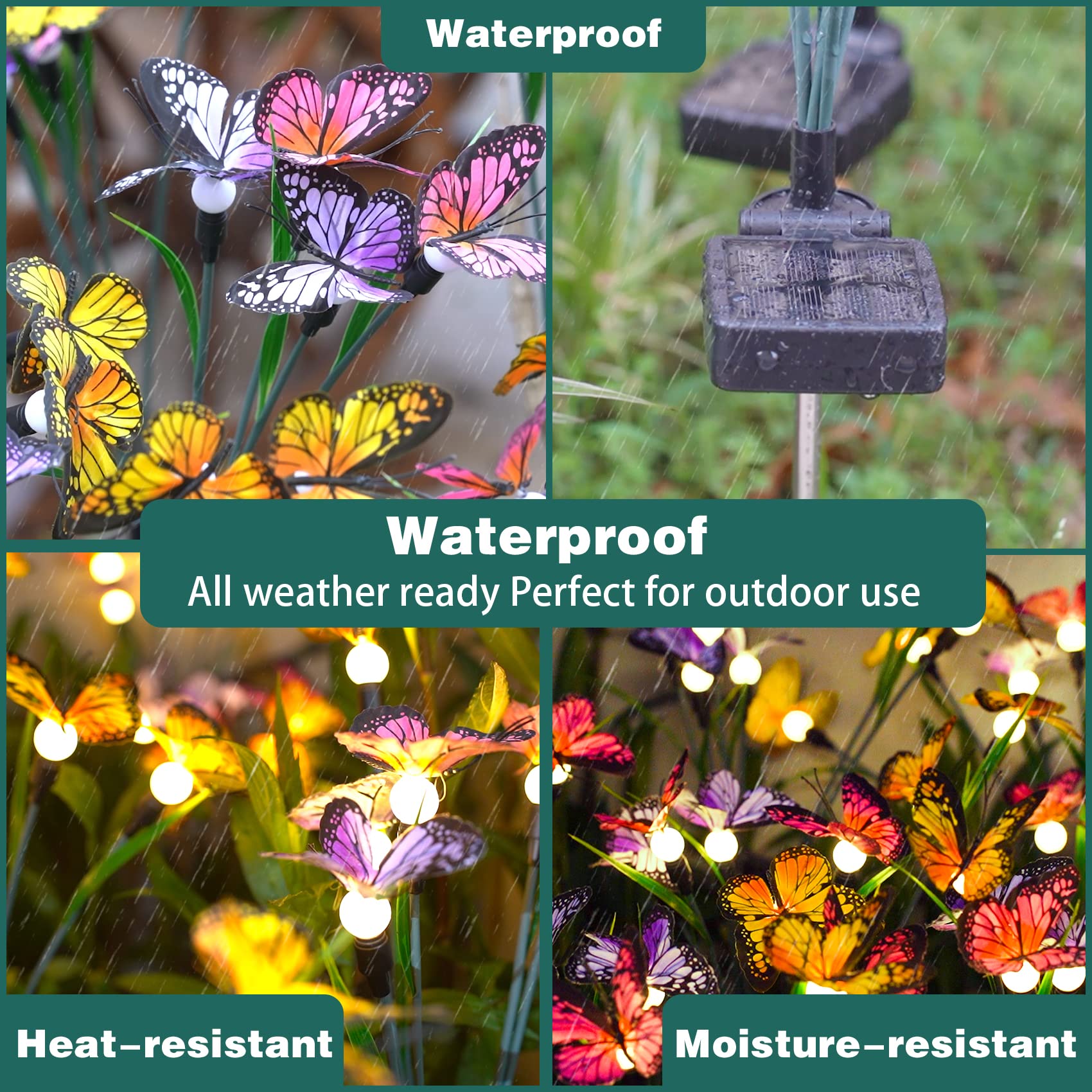TONULAX Solar Garden Lights - Swaying Butterfly Light, Swaying in The Wind, Solar Outdoor Lights, Yard Patio Pathway Decoration, High Flexibility Iron Wire & Realistic Butterflies (2 Pack)