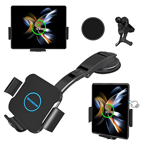 DOODBI Wireless Car Charger Mount for Samsung Galaxy Z fold 4/3/2,[Dual Coils] Auto-Clamping Air Vent Dashboard Car Phone Holder for Galaxy Z Fold 4 Car Mount