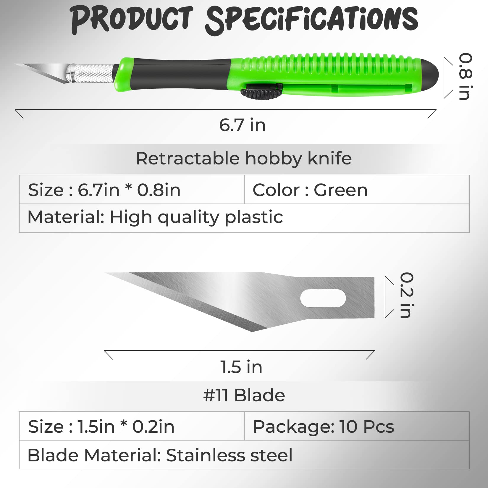 TIFICAL Exacto Knife Retractable, 1 Pack Small Precision Knife with 10 Pcs Blades 11, Lightweight Hobby Knife, Craft Knife for Paper Art, Vinyl Weeding, Stencil, Scrapbooking