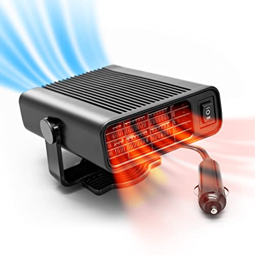 Car Heater, 12V Winter Car Air Heating Fan, Portable 150W Car Windshield Defroster Anti-Fog Defogger, 360 Degree Portable Car Fans (Black)