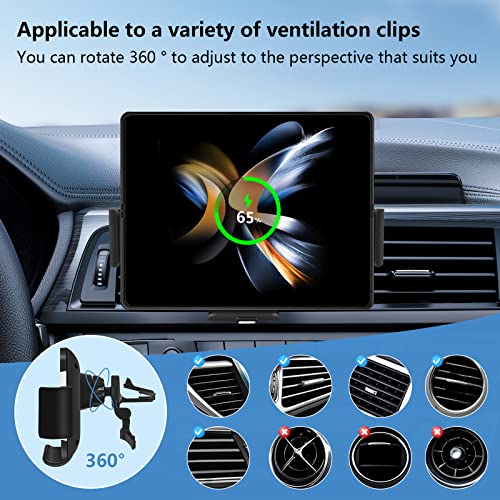 DOODBI Wireless Car Charger Mount for Samsung Galaxy Z fold 4/3/2,[Dual Coils] Auto-Clamping Air Vent Dashboard Car Phone Holder for Galaxy Z Fold 4 Car Mount