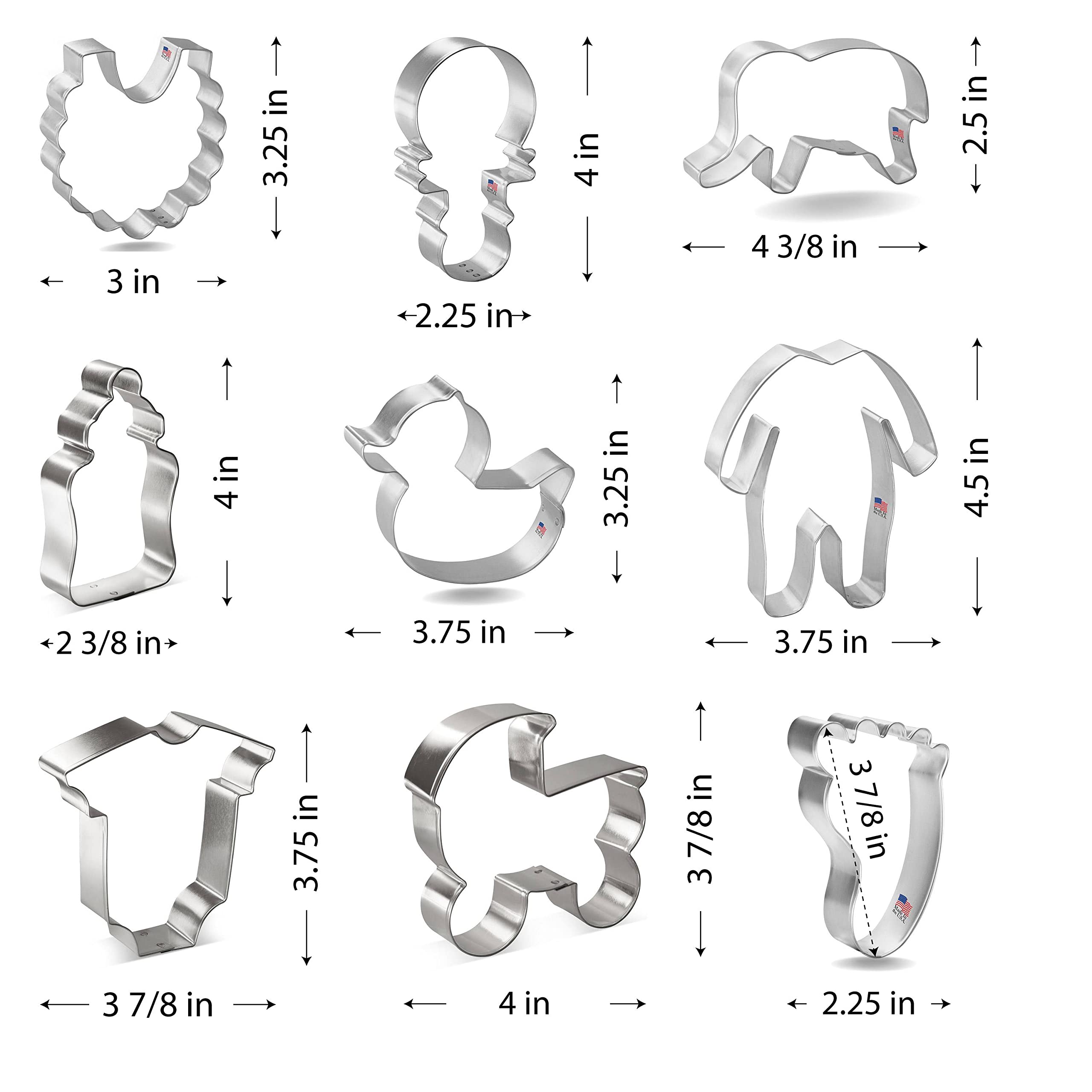 Foose Cookie Cutters 9 Piece Baby Shower Set, Made in USA