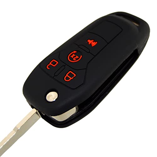 Silicone Rubber Key Fob Case Key Covers Protectors for Ford F150 F250 F350 F450 F550 Ranger Transit (Flip Key)