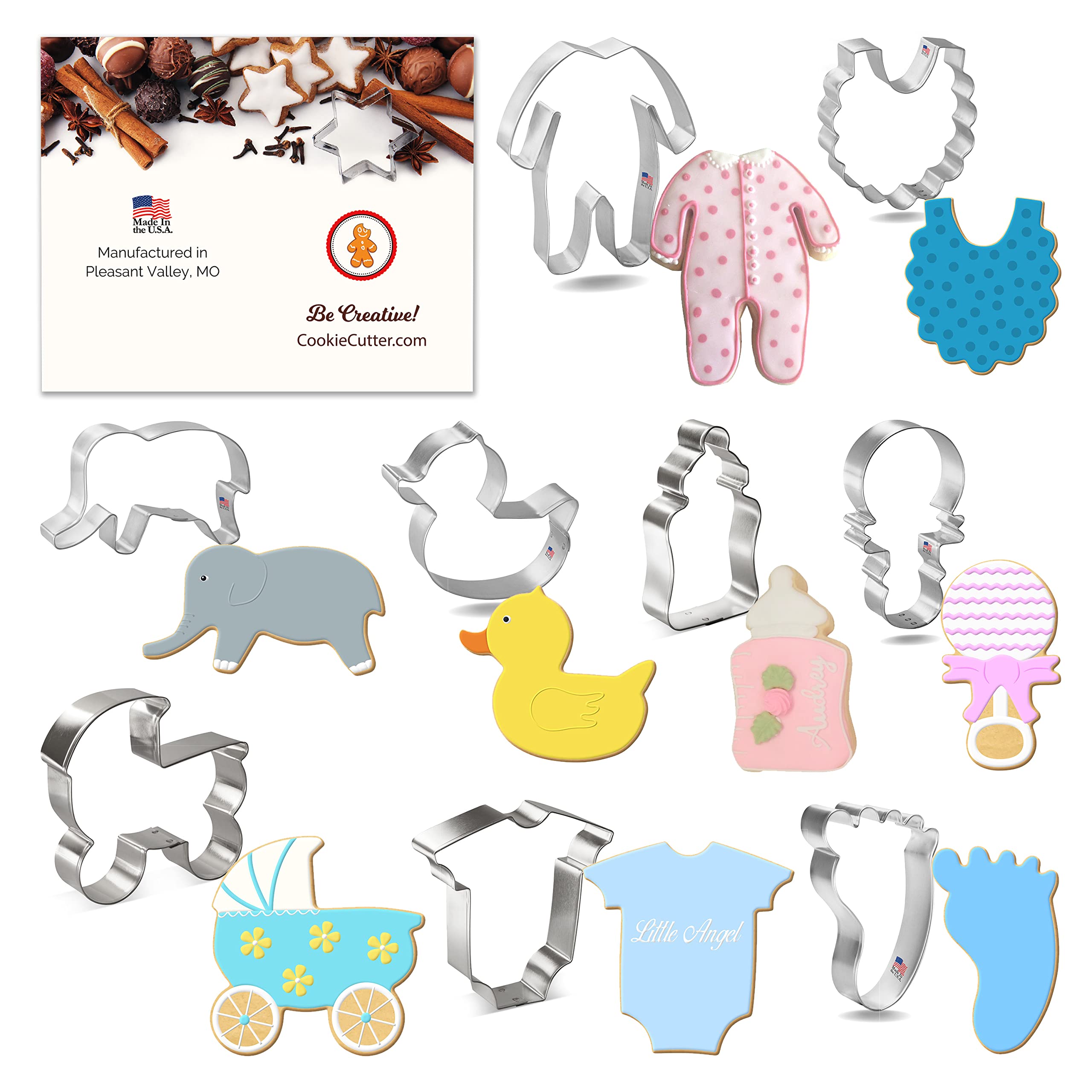 Foose Cookie Cutters 9 Piece Baby Shower Set, Made in USA